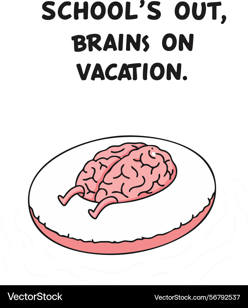 Human brain resting on round pillow with school Vector Image