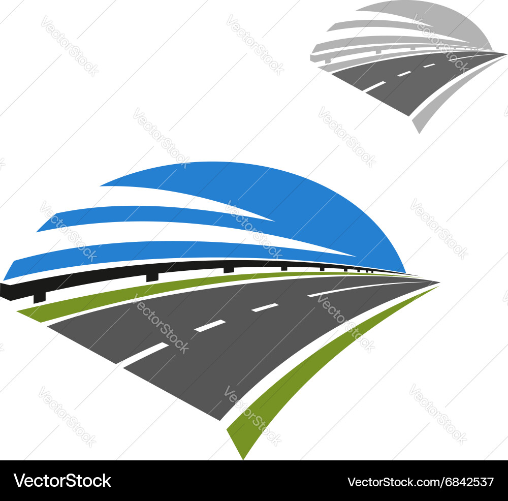Icon of freeway road under blue sky Royalty Free Vector