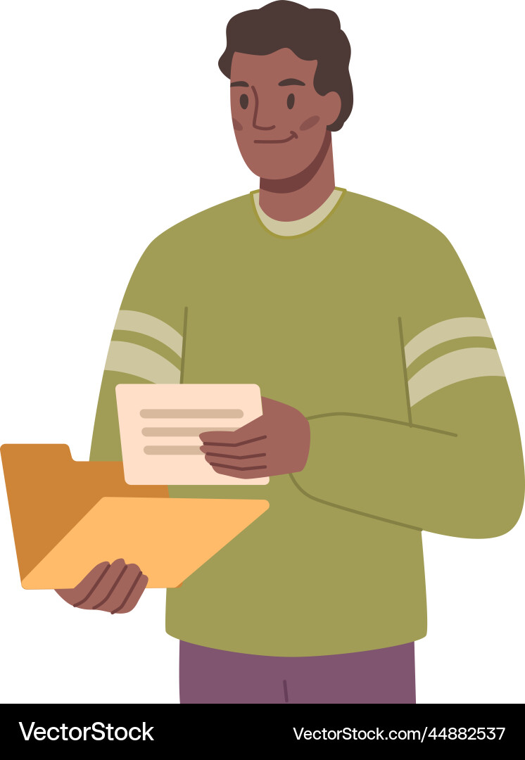 Man with documents and work files Royalty Free Vector Image