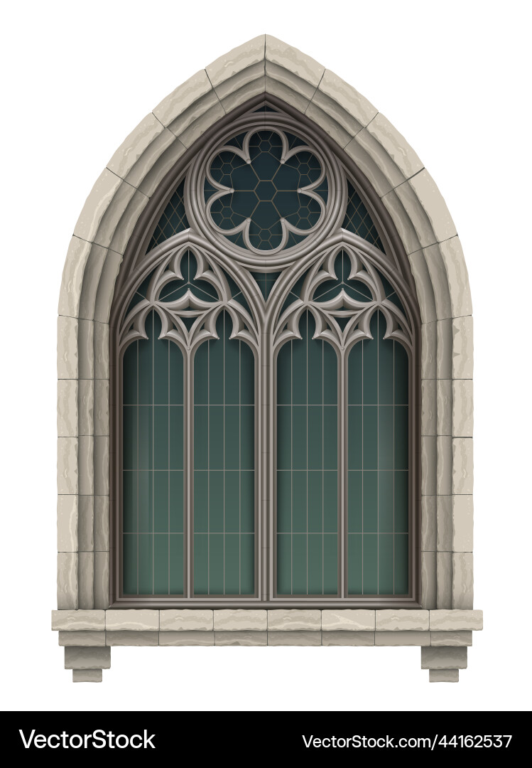 Medieval gothic stained glass window arch Vector Image
