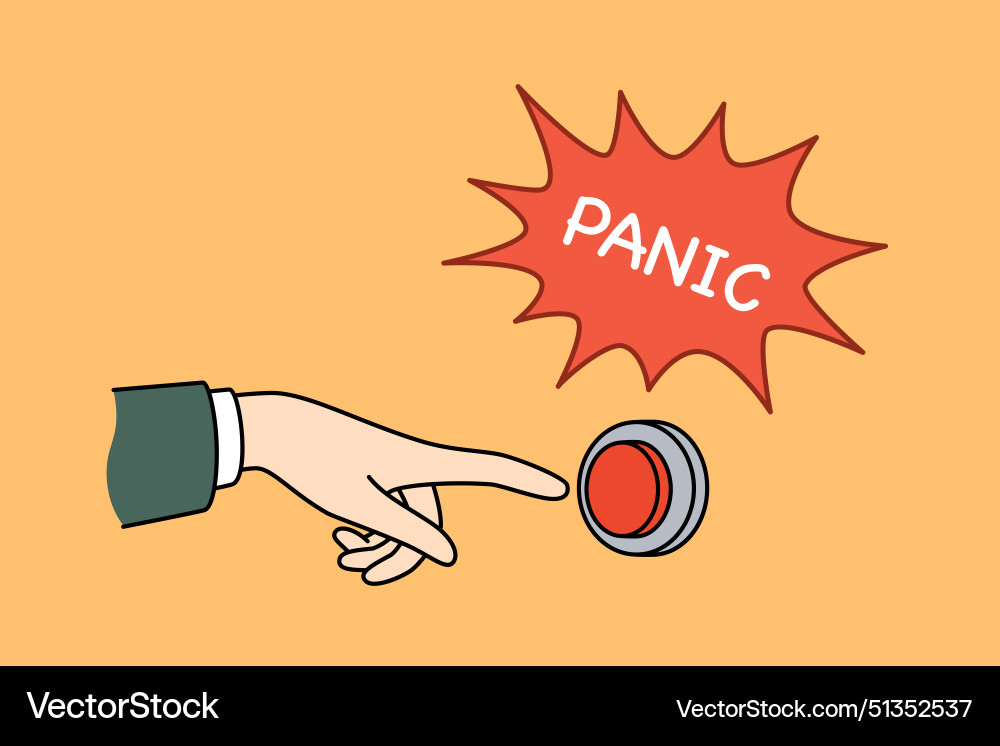 Panic button near person hand for concept Vector Image