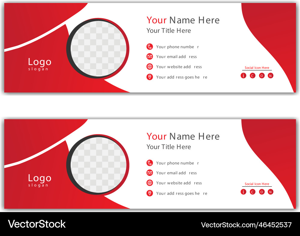 Red black email signature design template Vector Image