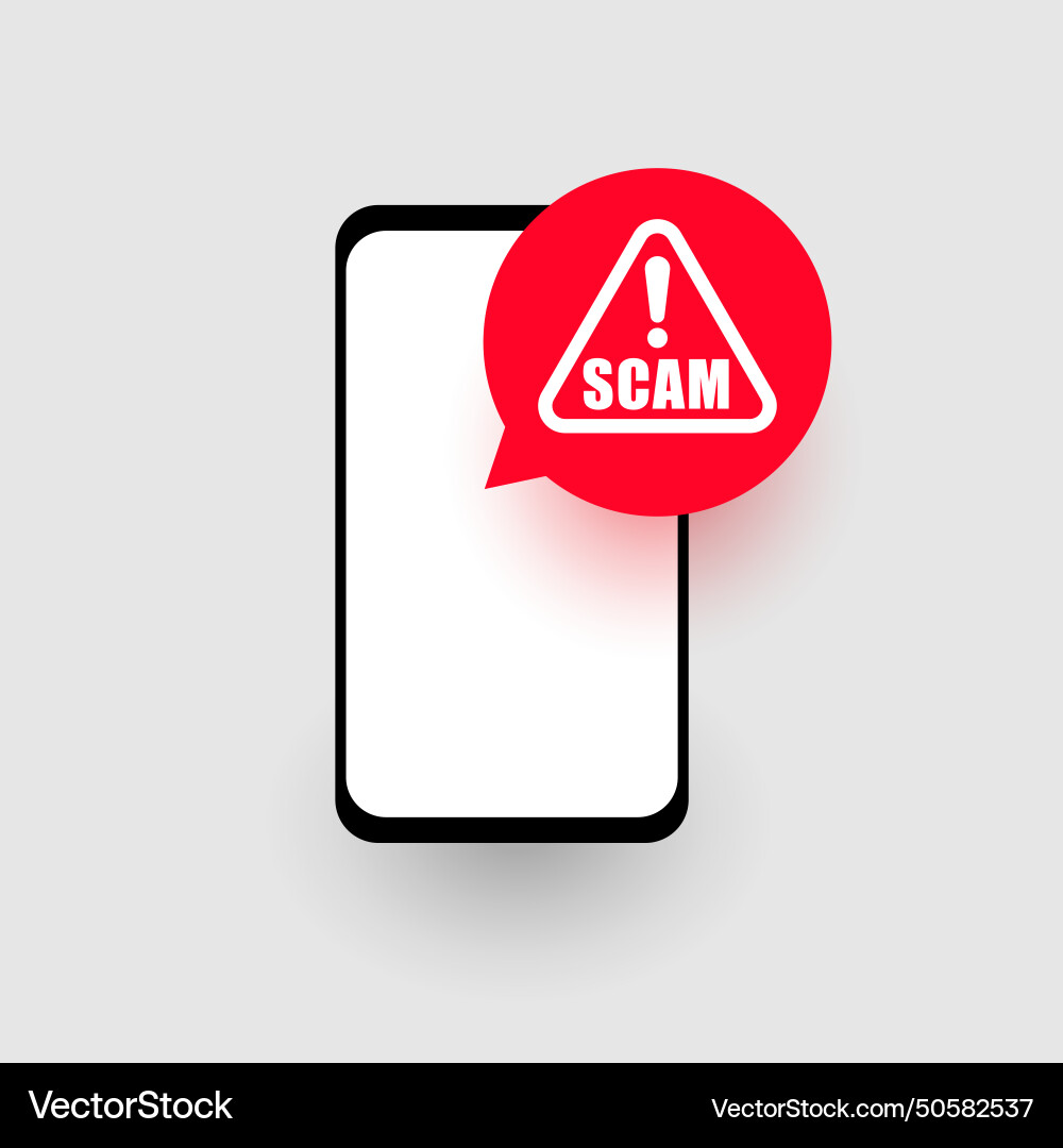 Scam alert caution background keep your mobile Vector Image