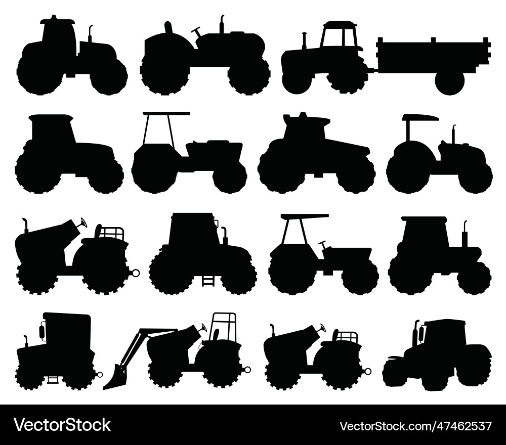Tractors silhouette Royalty Free Vector Image - VectorStock