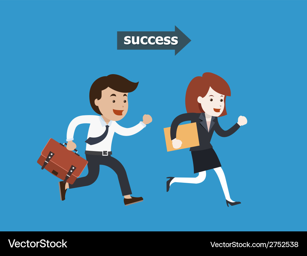 Business people running to success Royalty Free Vector Image