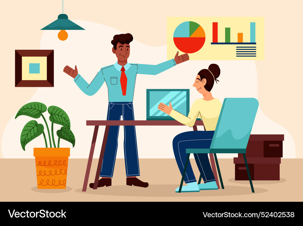 Cartoon working day Royalty Free Vector Image - VectorStock