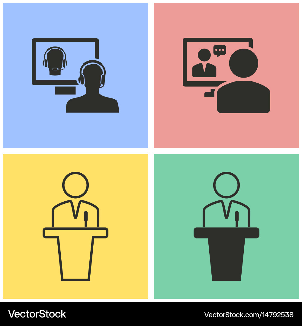 Conference Icon Collection Royalty Free Vector Image