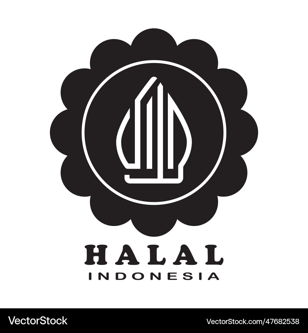 Indonesian Halal Logo Branding Royalty Free Vector Image