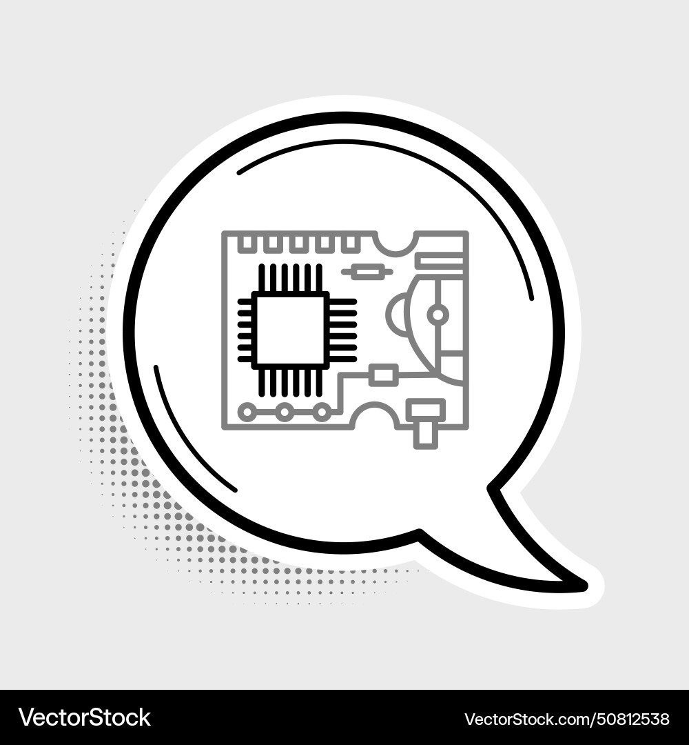 Line printed circuit board pcb icon isolated Vector Image