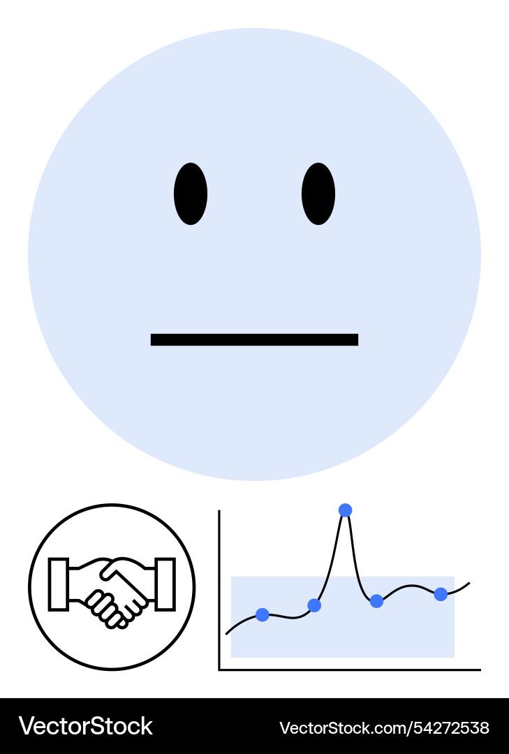 Neutral emoticon with business partnership Vector Image