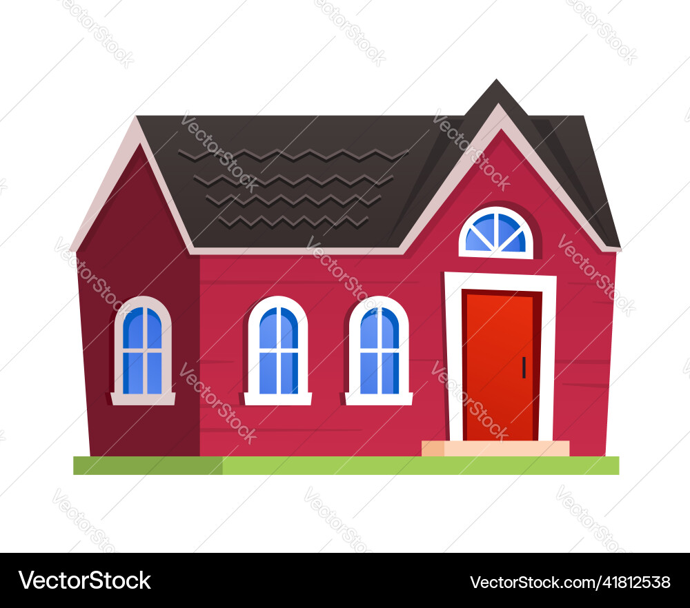Red country house - flat design style object Vector Image