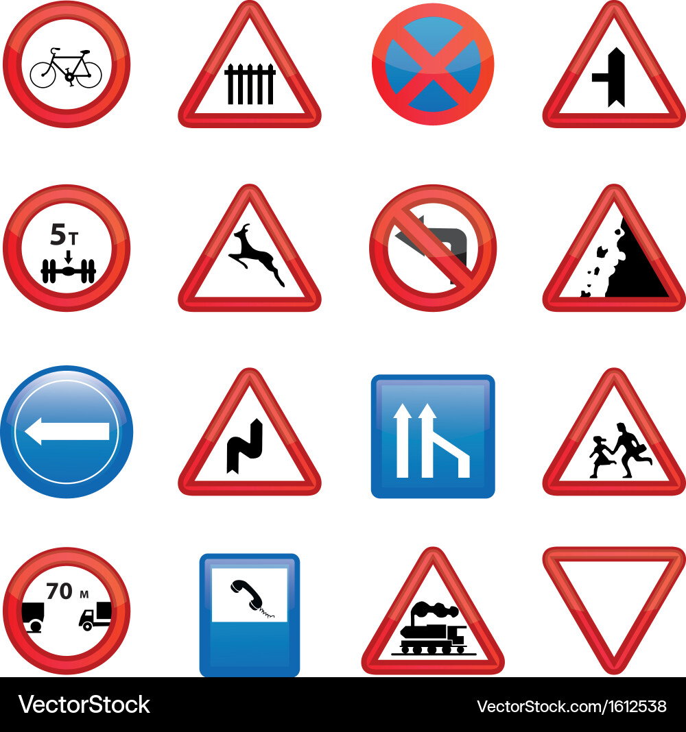 Road Sign Collection Royalty Free Vector Image