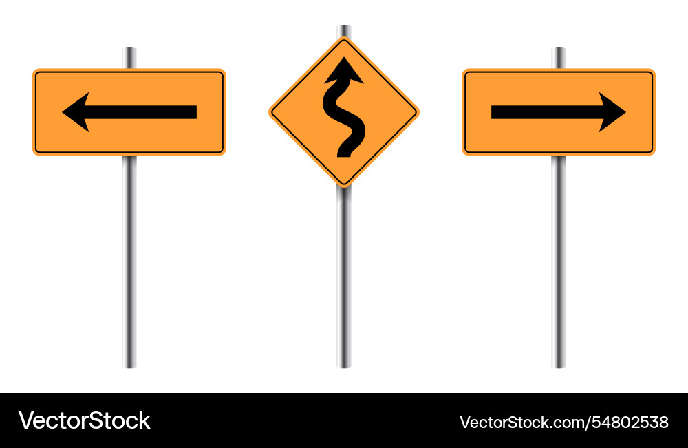 Road sign for curves and turns Royalty Free Vector Image