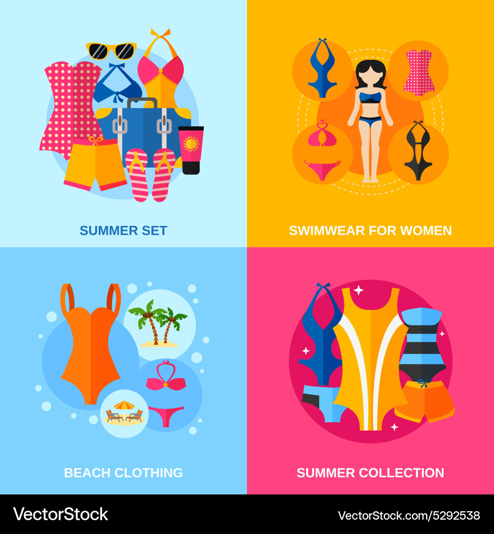 Swimwear Icon Set - Summer Collection Royalty Free Vector