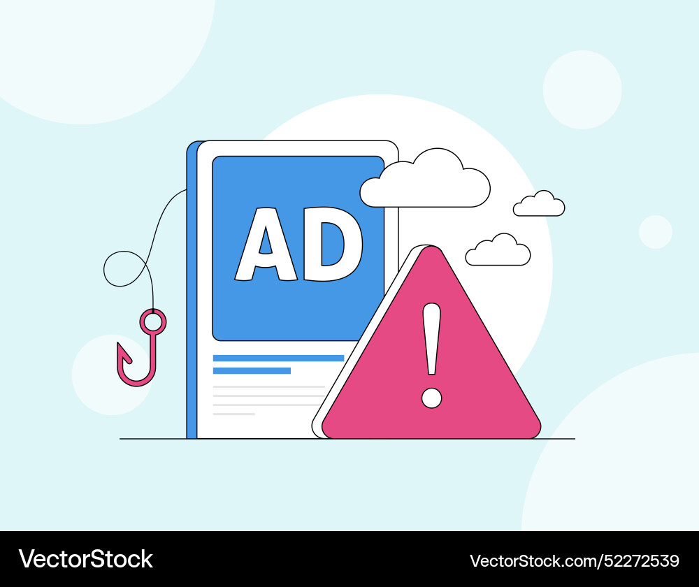 Ad fraud concept advertising click bot Royalty Free Vector