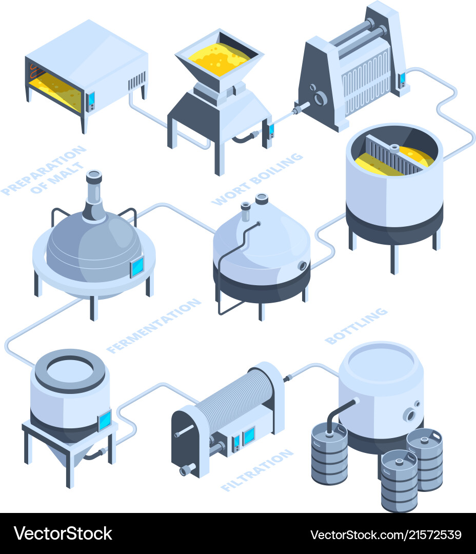 Brewery Production Isometric Royalty Free Vector Image