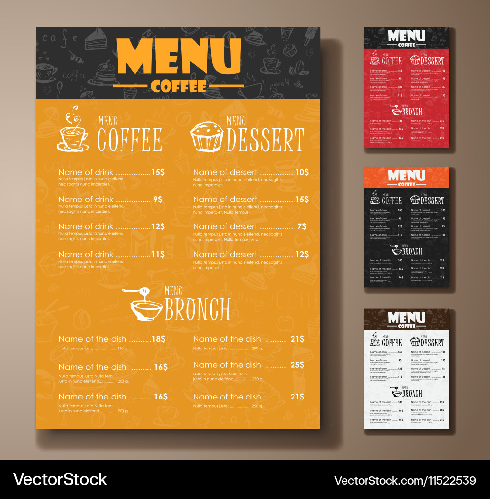 Design a menu for the cafe shops or coffee Vector Image