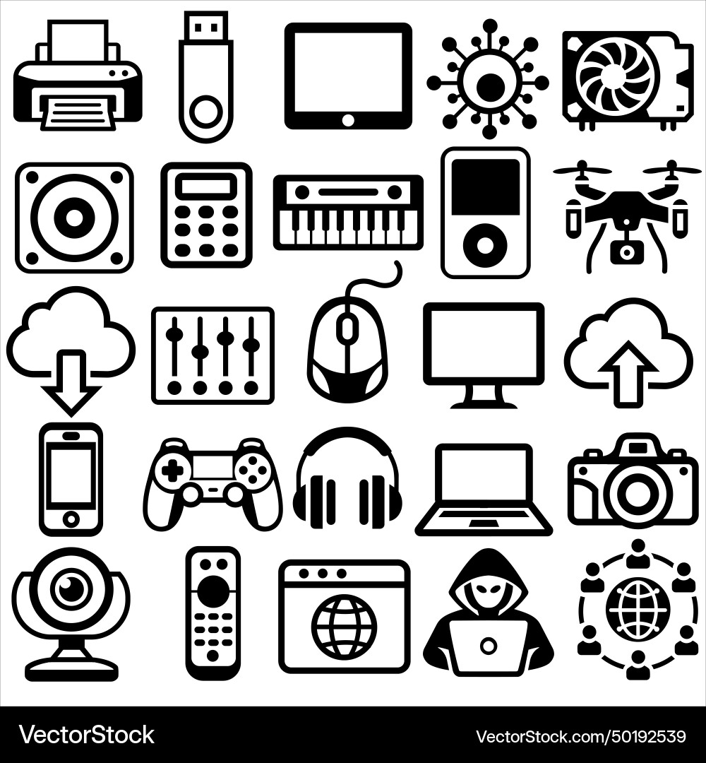 Digital world pictogram collection Royalty Free Vector Image