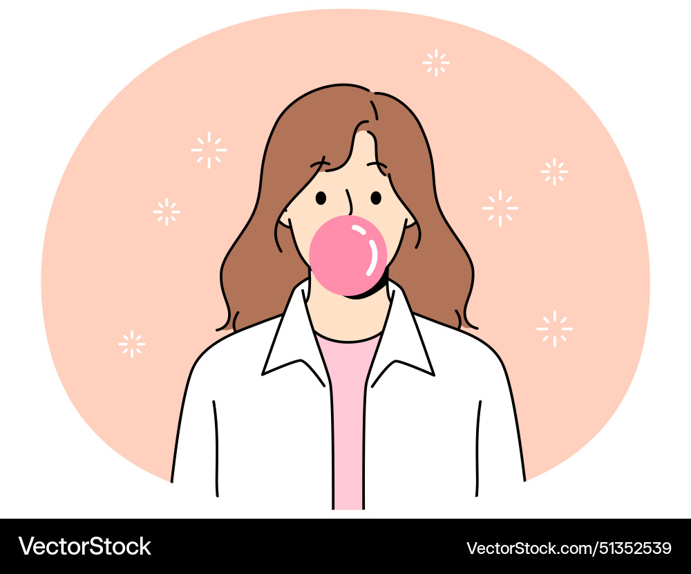 Girl blow bubble from bubblegum Royalty Free Vector Image