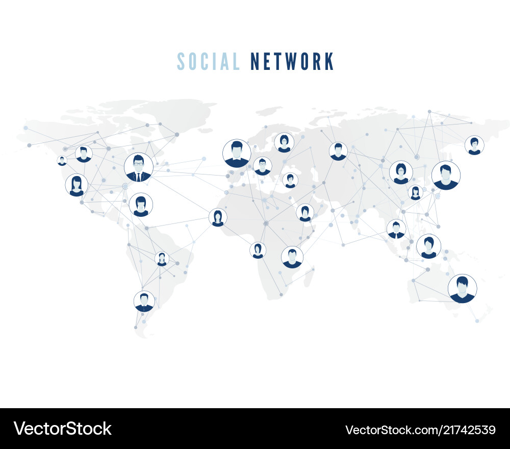 Global social network connection on world map Vector Image