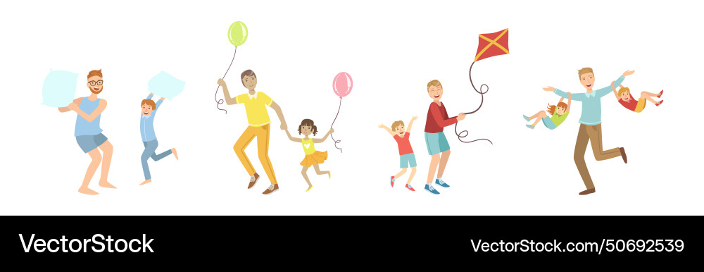 Man father and kid spend good time together Vector Image