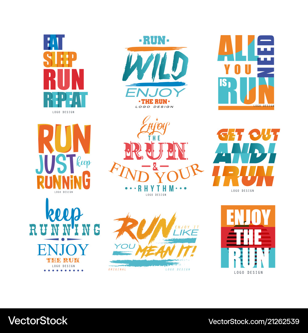Motivational Running Slogans Royalty Free Vector Image