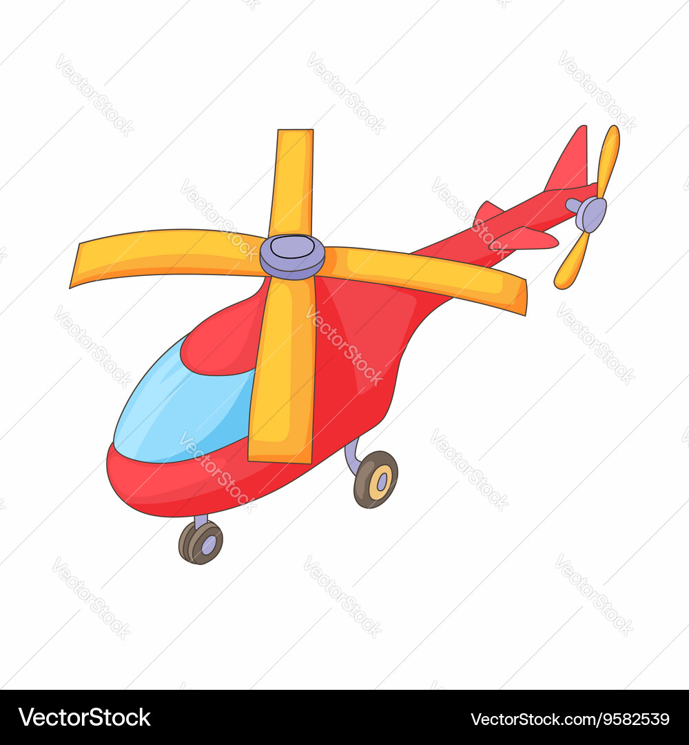Red helicopter icon cartoon style Royalty Free Vector Image