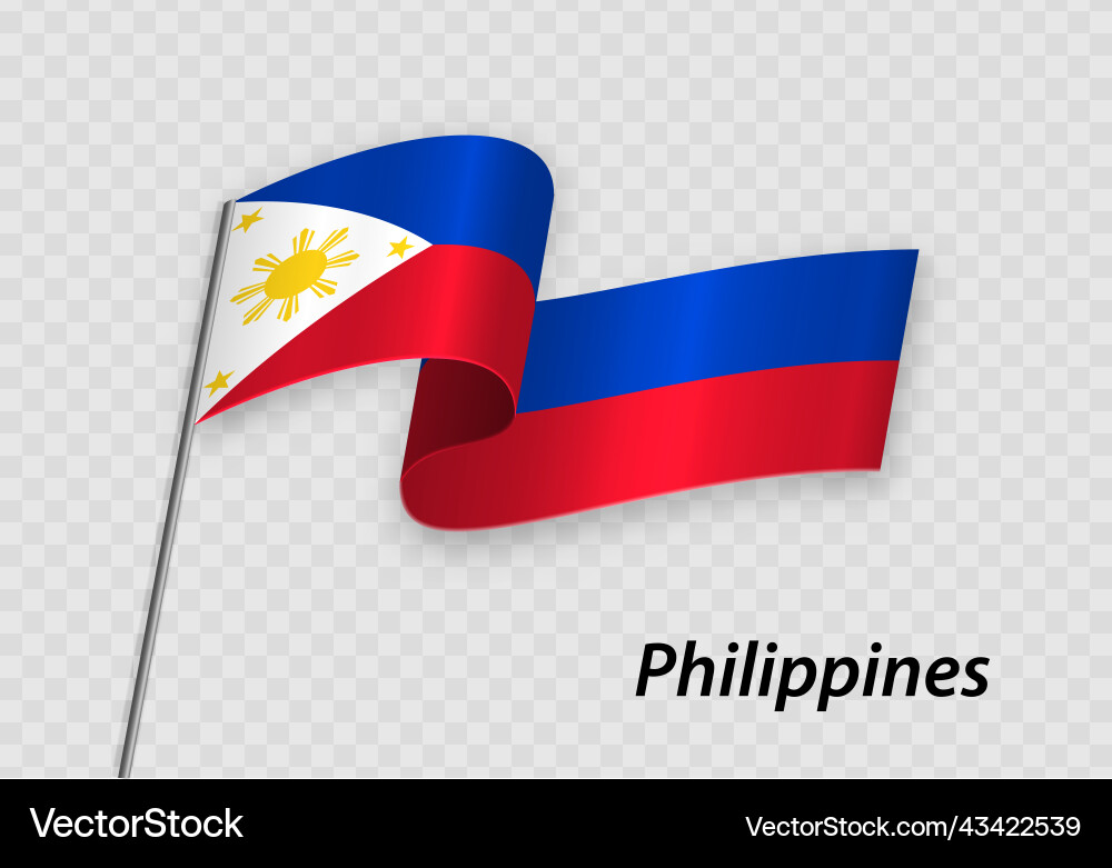 Waving flag of philippines on flagpole template Vector Image