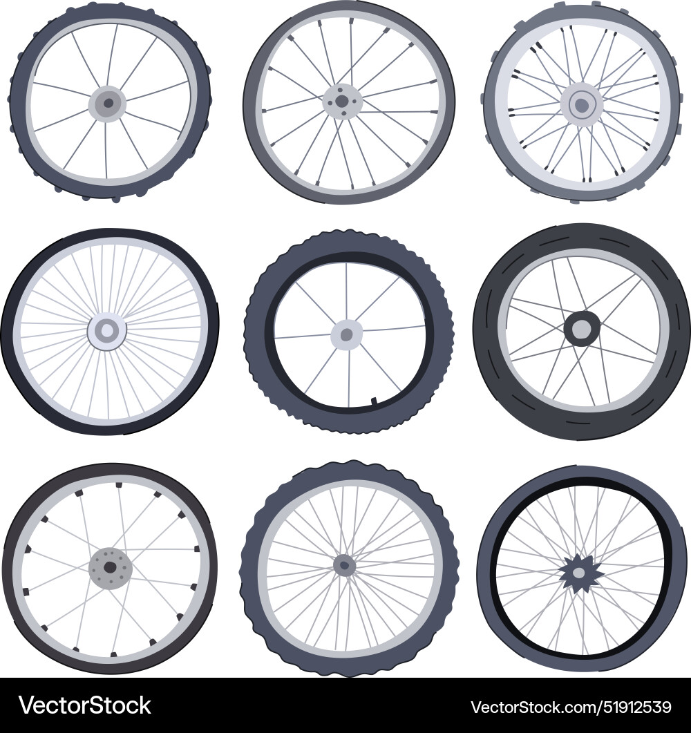 Wheel bike set cartoon Royalty Free Vector Image