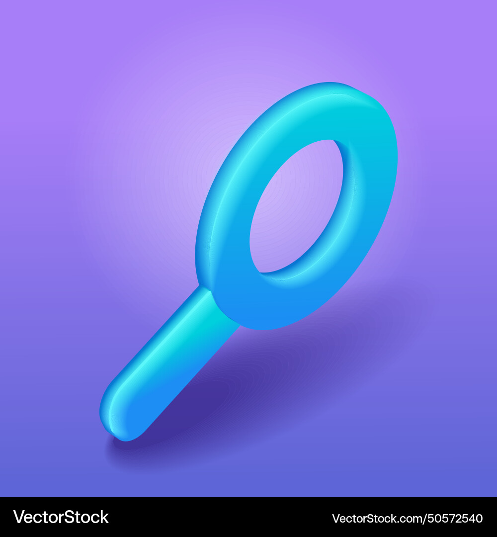 3d isometric cartoon blue magnifier Royalty Free Vector