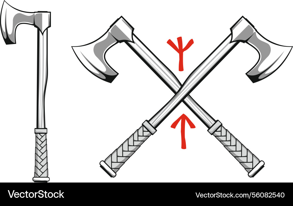 Crossed viking battle axes with scandinavian Vector Image