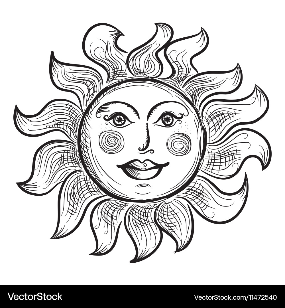 Hand drawn sun symbol Royalty Free Vector Image