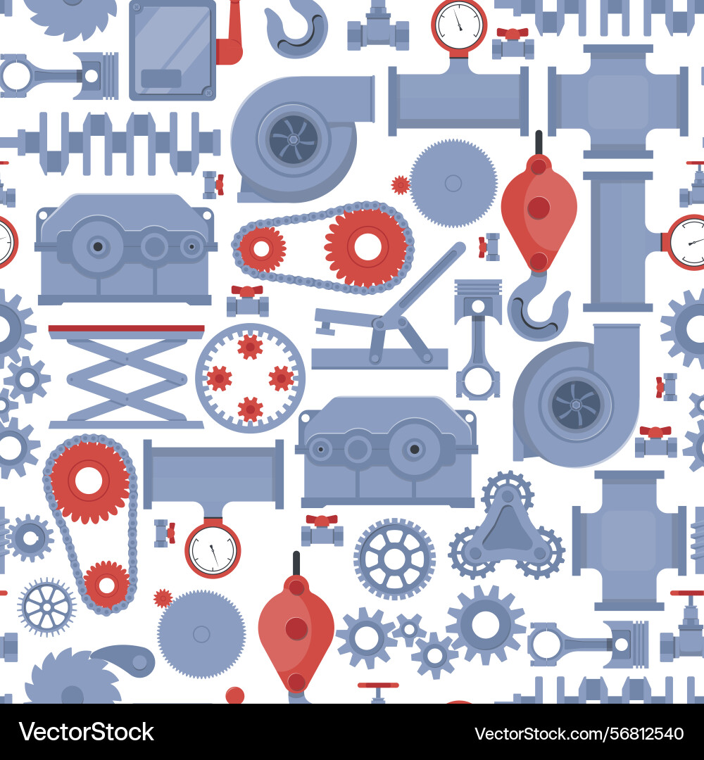 Mechanical mechanisms seamless pattern Royalty Free Vector