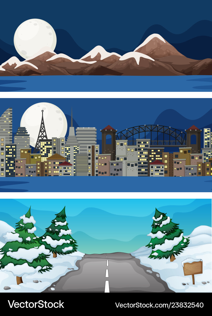 Set of night scene Royalty Free Vector Image - VectorStock