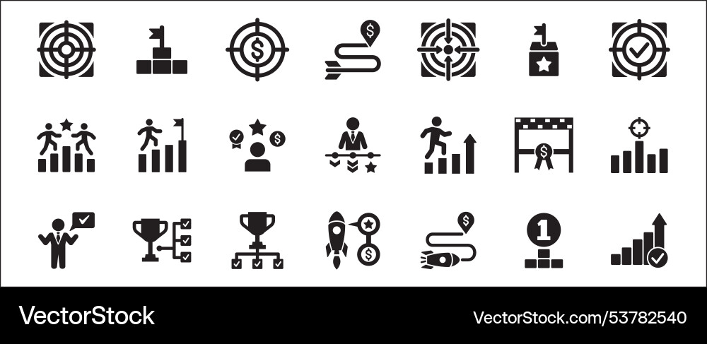 Target icon set goals and achievement icons Vector Image