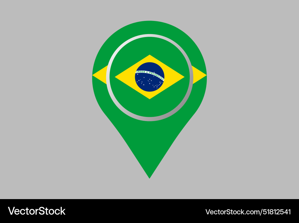 Brazil flag with location sign Royalty Free Vector Image