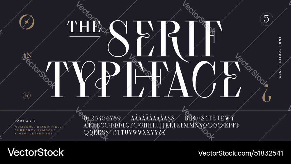 Classic serif font headline alphabet Royalty Free Vector