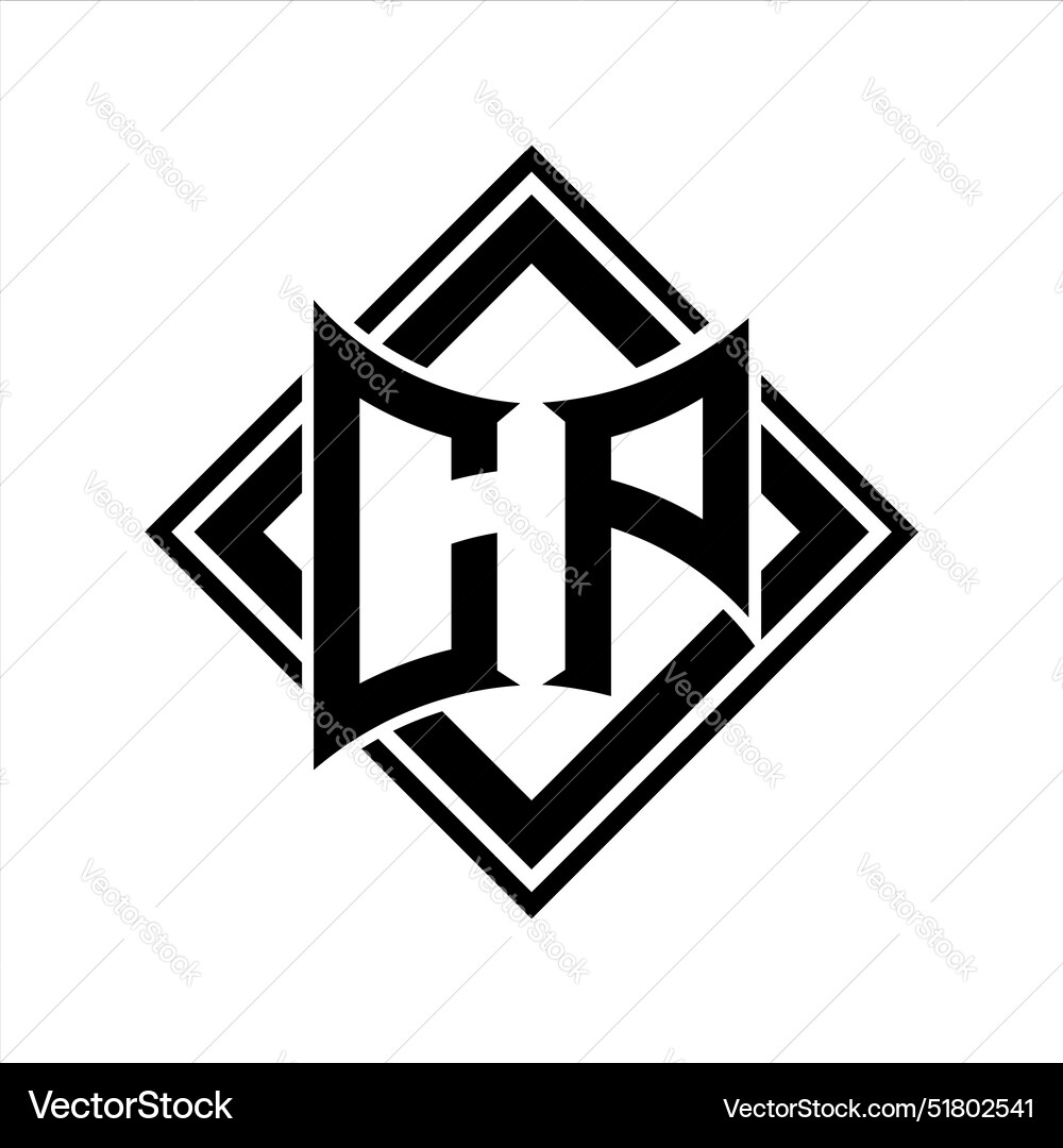 Cp letter logo with abstract shield shape Vector Image