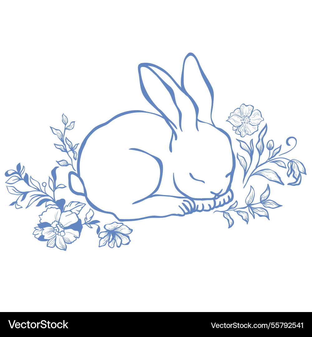 Cute line art bunny Royalty Free Vector Image - VectorStock