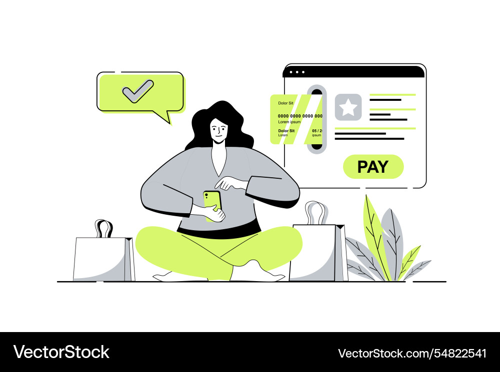 Online payment web concept with flat cartoon Vector Image