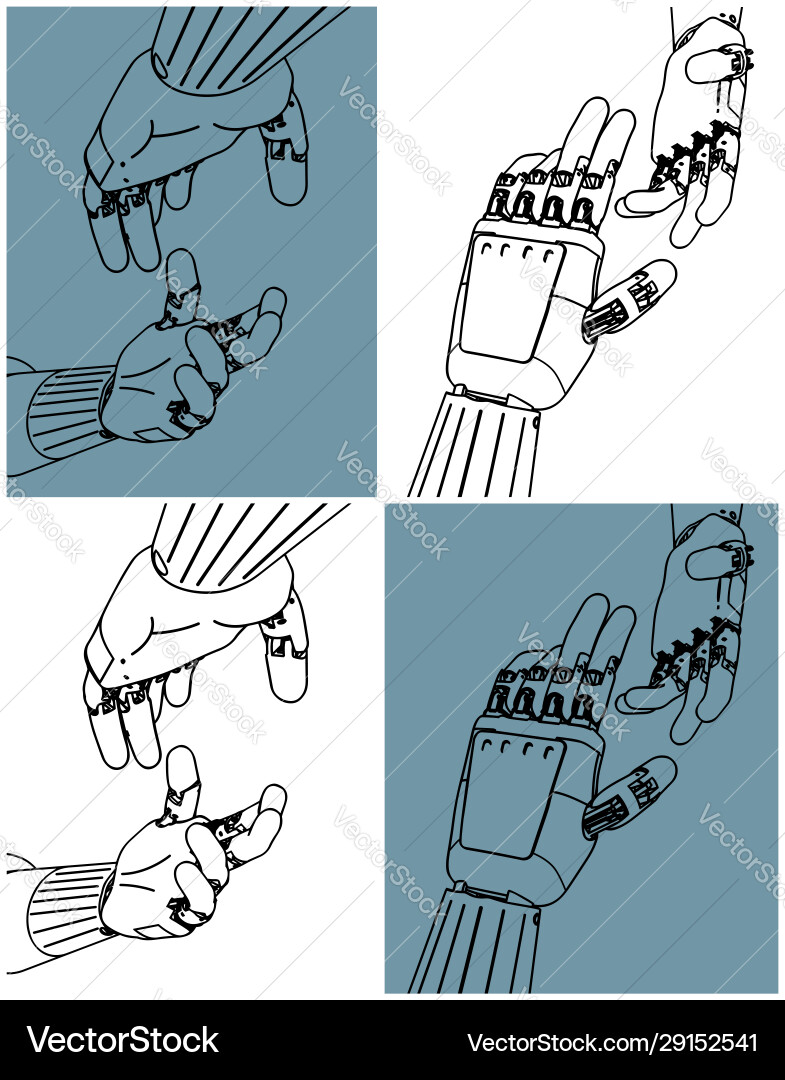 Robots helping hand Royalty Free Vector Image - VectorStock