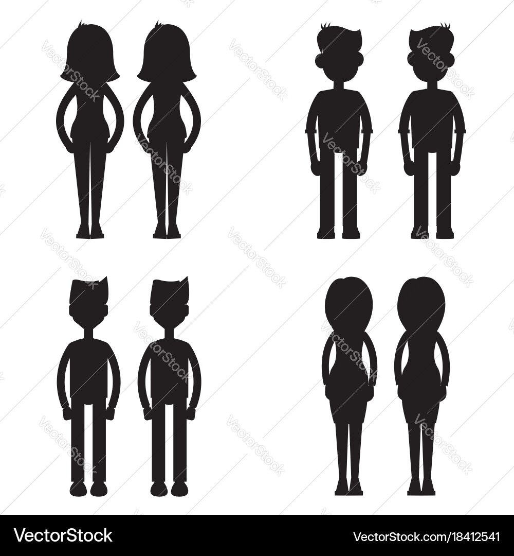 Twins together silhouette set Royalty Free Vector Image