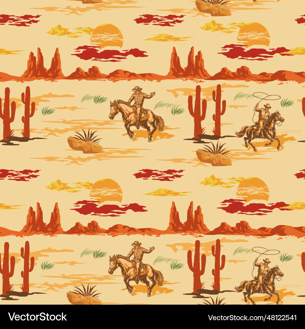 Wild west colorful pattern seamless Royalty Free Vector