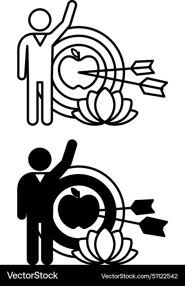 Achievable goals icons black and white Royalty Free Vector