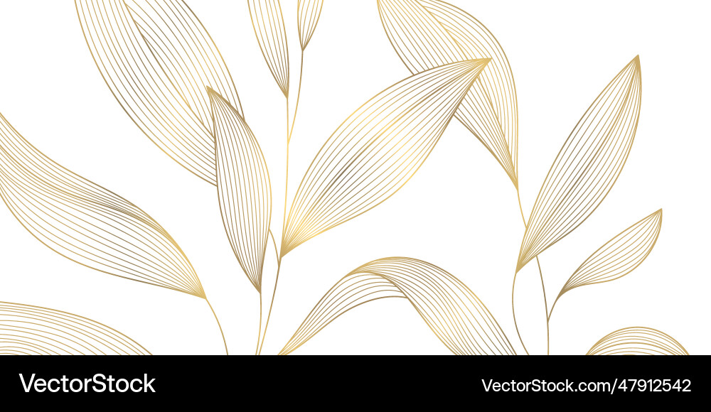 Art deco luxury leaf line pattern golden Vector Image