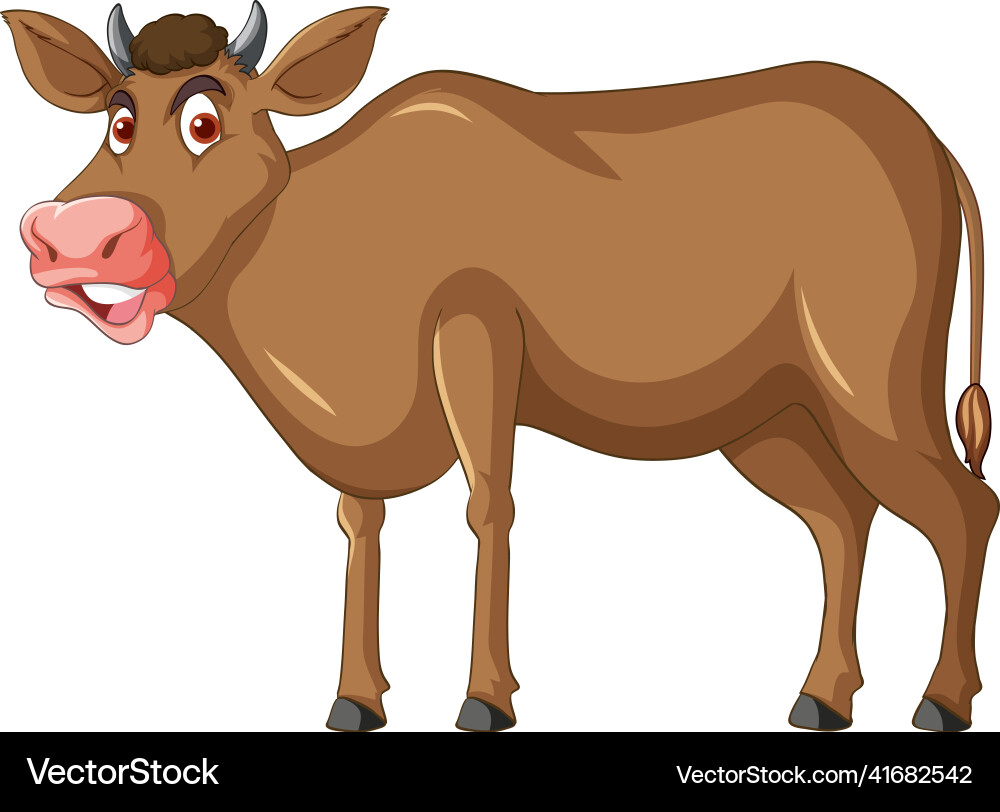 Brown cow standing cartoon character Royalty Free Vector
