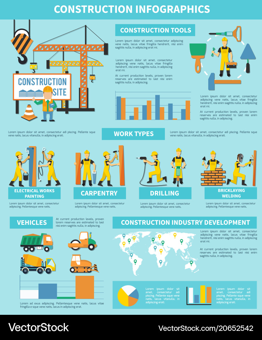 Construction worker infographic Royalty Free Vector Image