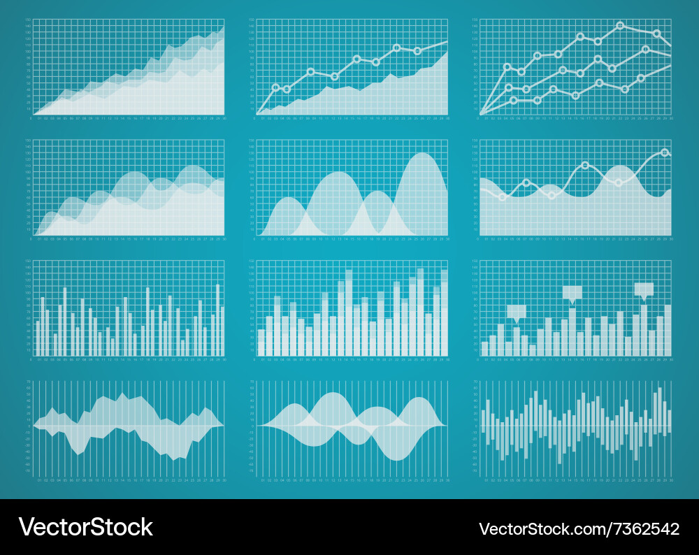 Graphs and charts set Royalty Free Vector Image