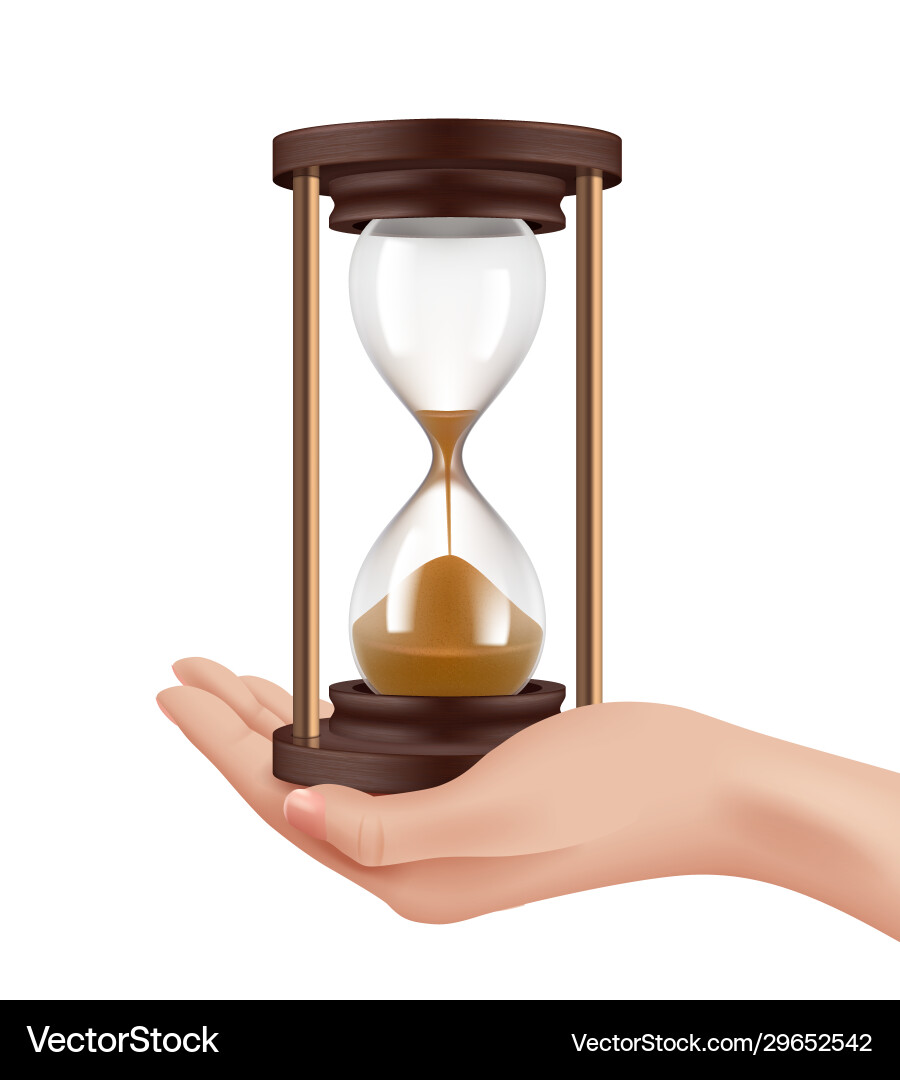 Sand watches in hand time management concept Vector Image