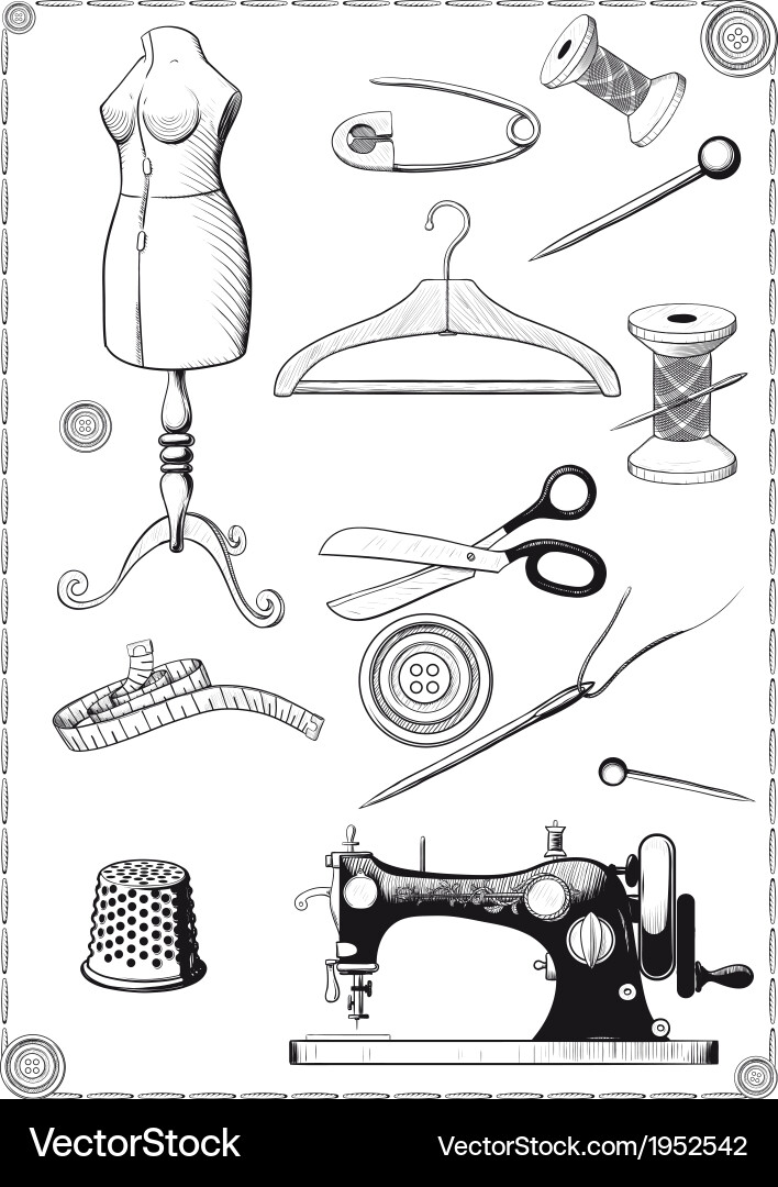 Vintage Sewing Supplies Royalty Free Vector Image